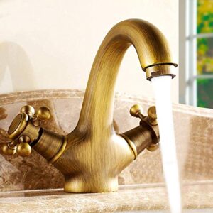 lan-shop widespread faucet, faucets,faucet all copper faucet soild brass double handle control antique faucet kitchen bathroom basin mixer tap hot cold bath mixer water tap