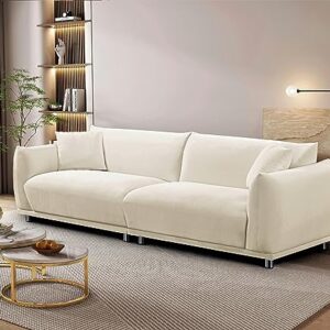 Container Furniture Direct Stylish and Luxurious Velvet Sofa with Modern Corner Design, Living Room Furniture with Minimalist Vibes, Two Accent Pillows Included, Cream White