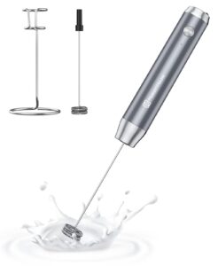 maestri house rechargeable milk frother with stand, handheld electric foam maker waterproof detachable stainless steel whisk drink mixer foamer for lattes, cappuccino