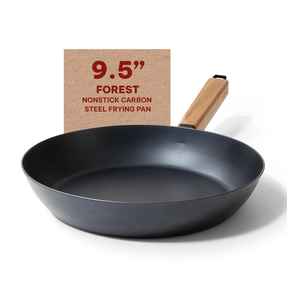 Alva Forest Nonstick Carbon Steel Frying Pan Skillet Pre-Seasoned Non Toxic 9.5" PFAS, PFOA & PFTE Free, for Cooking Pan Set, Induction Safe, Add to Your Pots and Pans Set Cookware