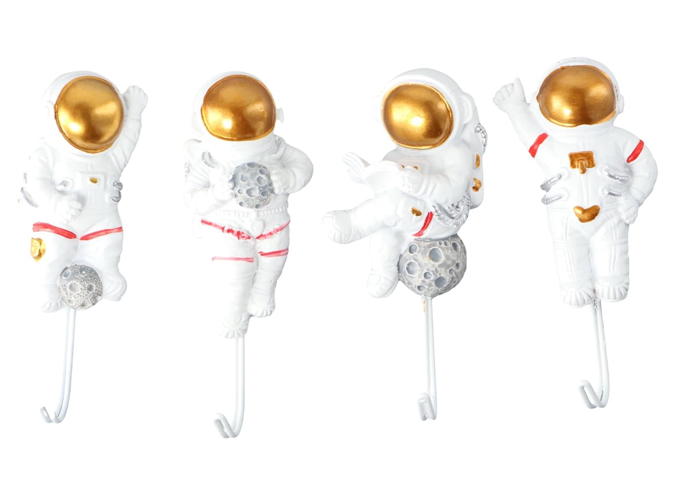 Vctitil 4pcs Wall Mounted Astronaut Hook with Strong Adhesive and Traceless Wall Hook Home Decoration Bathroom Accessories(A/B/C/D)