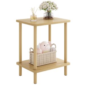 fixwal side table, small side table living room, wood end table, nightstand bedside table, natural (no-tool assembly)