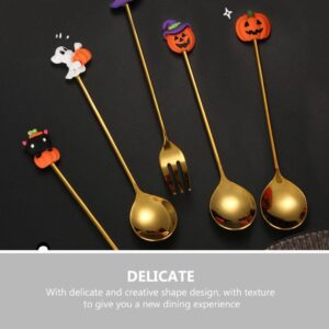 Spoons 6PCS Halloween Coffee Spoons, Stainless Steel Spoons Dessert Spoons Teaspoons for Home Kitchen Party (Golden) Serving Utensils