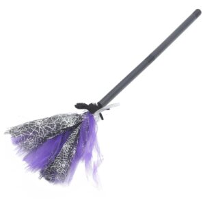 milisten 1pc creative halloween broom mini halloween broomstick witch broom prop cosplay broom stick costume accessories(purple)