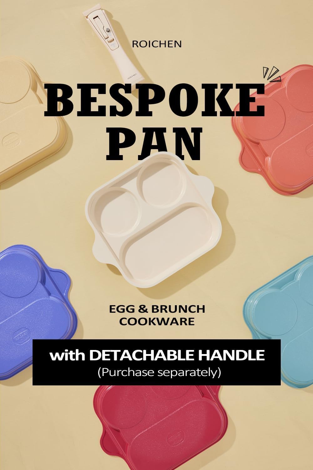 Roichen BESPOKE BRUNCH PAN, EGG PAN, CERAMIC PAN, OVEN AVAILABLE(5 colors available, Handle is not included - sold seperately)… (blue green)