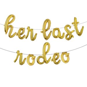 western bachelorette party decorations her last rodeo balloons cowgirl banner for bridal shower wild west party supplies (l her last rodeo gold)