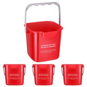 uiifan 3 pcs 6 quart bucket for cleaning small sanitizing square bucket detergent pail plastic utility cleaning pail for home commercial restaurant kitchen office school commercial use(red)