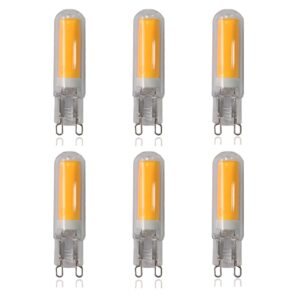 doodays g9 led cob bulb dimmable 3.5w, 410lm(40w t4 g9 halogen equivalent),2700k soft warm white, 120v, no flicker, chandelier light bulb replacement(6 pack)