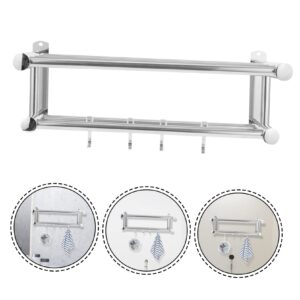 DOITOOL 3pcs Stainless Steel Towel Rack Kitchen Shelf Towel Holder with Hook Makeups Wall Towel Holder Bathtub Shelf Bathroom Shelf Organizer Shower Shelf Wall Hanging to Rotate Fold