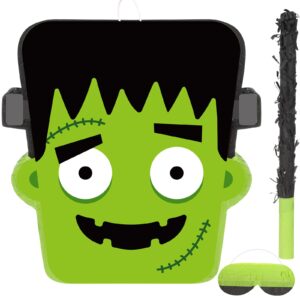 aoriher halloween piñata green people piñata devil piñata mexican piñata with stick blindfold for halloween birthday fiesta game supplies