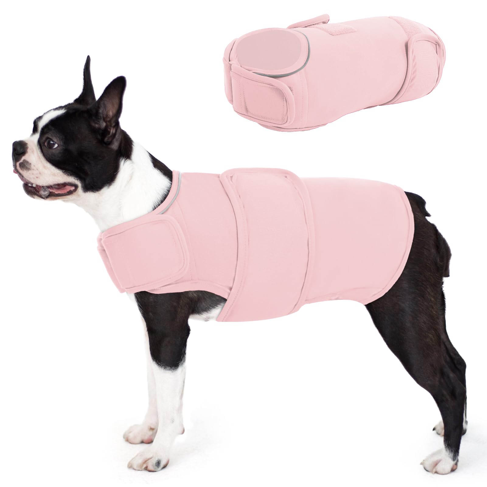 MIGOHI Dog Anxiety Vest, Adjustable Dog Calming Vest with Reflective Trims, Breathable Anti-Anxiety Shirt Dog Anxiety Relief Jacket Wrap, Dog Safety Vest for Thunderstorm Travel Fireworks Pink XS