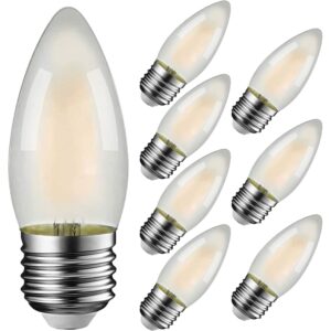 jacqings e26 candelabra light bulbs frosted glass chandelier light bulbs 60watt equivalent 3000k warm white b11 torpedo tip dimmable 6w led decorative candle light bulbs (8)