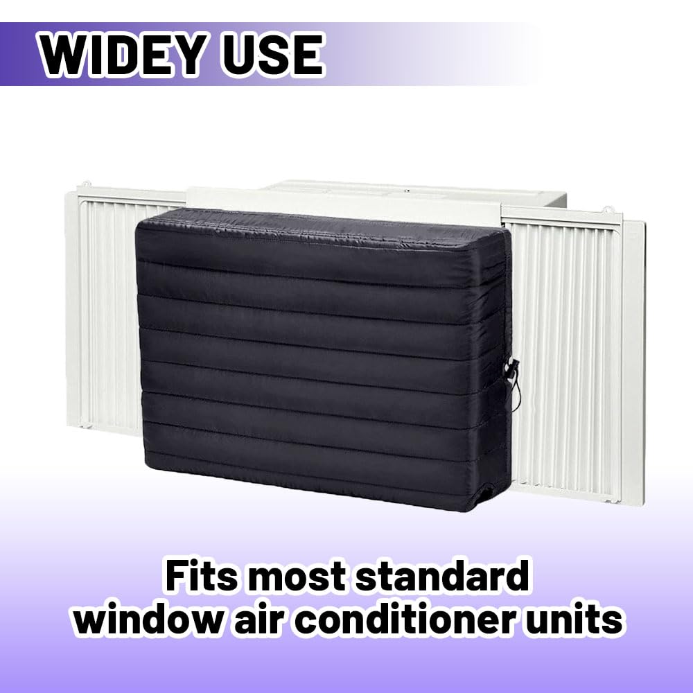 ALMOXVYE Indoor Air Conditioner Cover, AC Unit Covers for Inside, AC Cover for Inside Window Unit 17 x 13 x 3.5 inch ( L x H x D ), Black