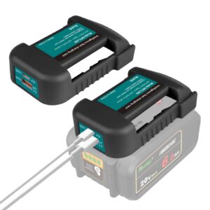 zlwawaol 2 pack usb charger adapter compatible with dewalt 20v battery with usb socket & type-c fast charging (adapter only)