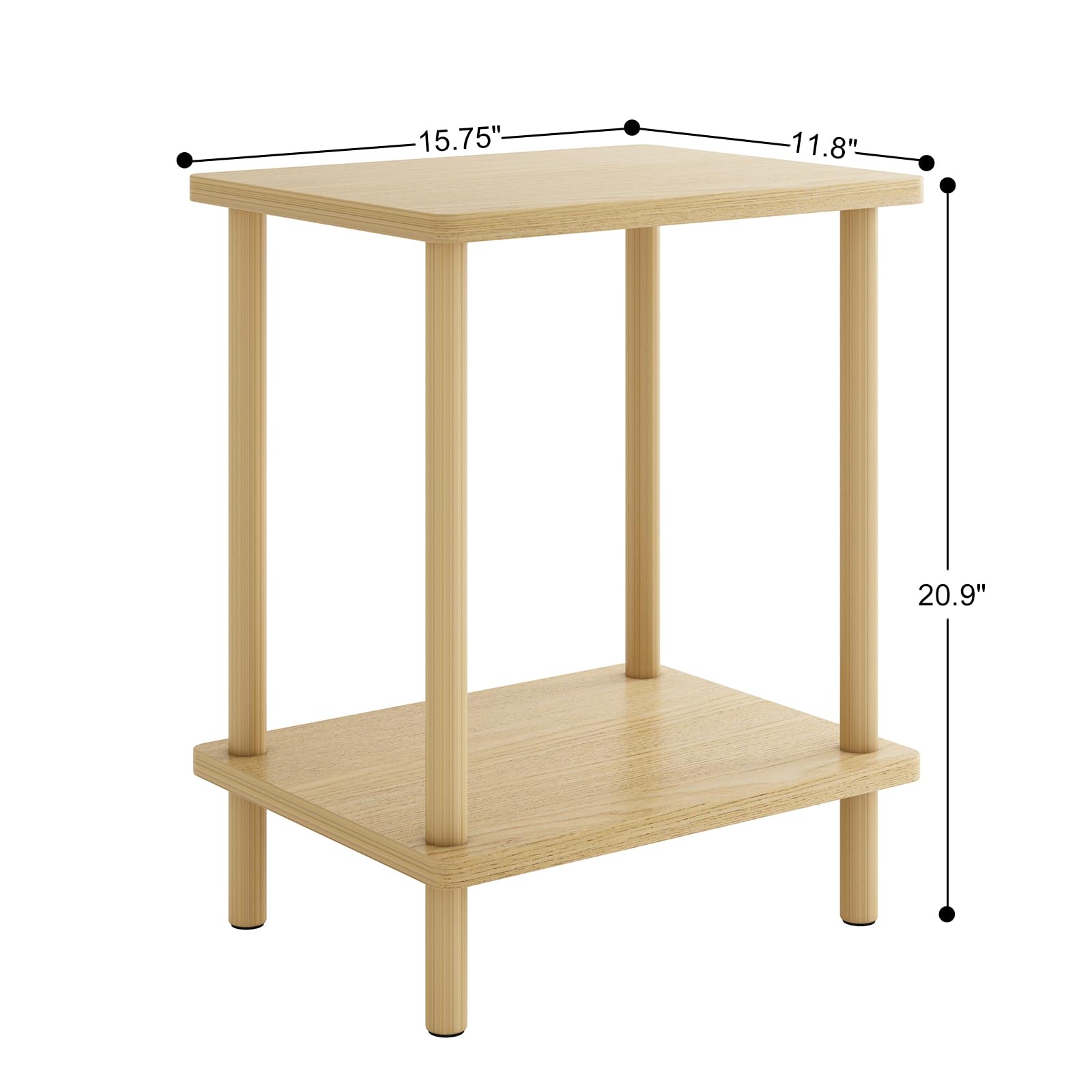 Fixwal Side Table, Small Side Table Living Room, Wood End Table, Nightstand Bedside Table, Natural (No-Tool Assembly)