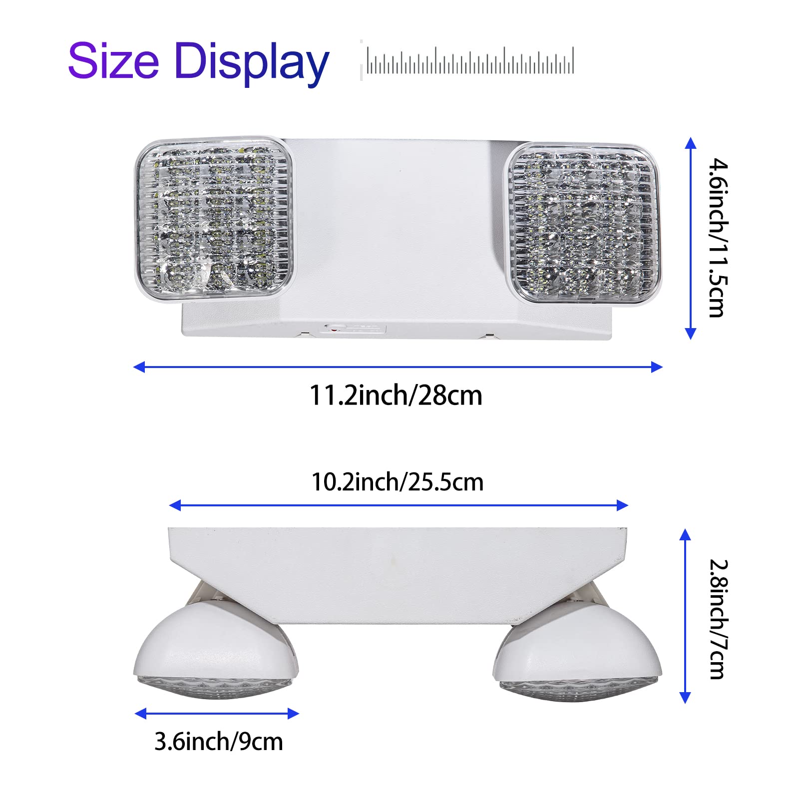 GZRUIYANG Emergency Lights with Battery Backup, LED Commercial Emergency Lighting Fixtures Two Head Adjustable, UL 924 Certified, Hardwired Emergency Exit Light for Business - 1 Pack(White)