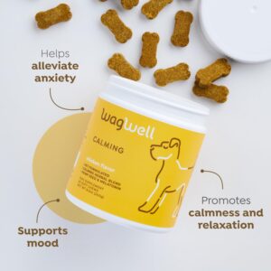 WagWell Calming Chews for Dogs – Vet-formulated Anxiety Relief for Dogs to Reduce Stressful Situations Like Travel or Fireworks – Separation Anxiety Relief for Dogs to Ease Stress & Promote Relaxation