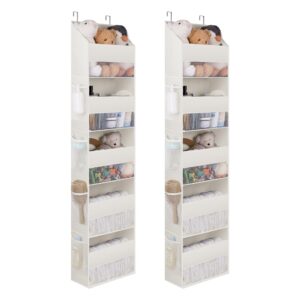 granny says 2 pack 5-shelf over the door organizer, hanging door organizer with 5 large capacity pockets and 8 mesh pockets, swing-proof behind door organizers and storage, beige