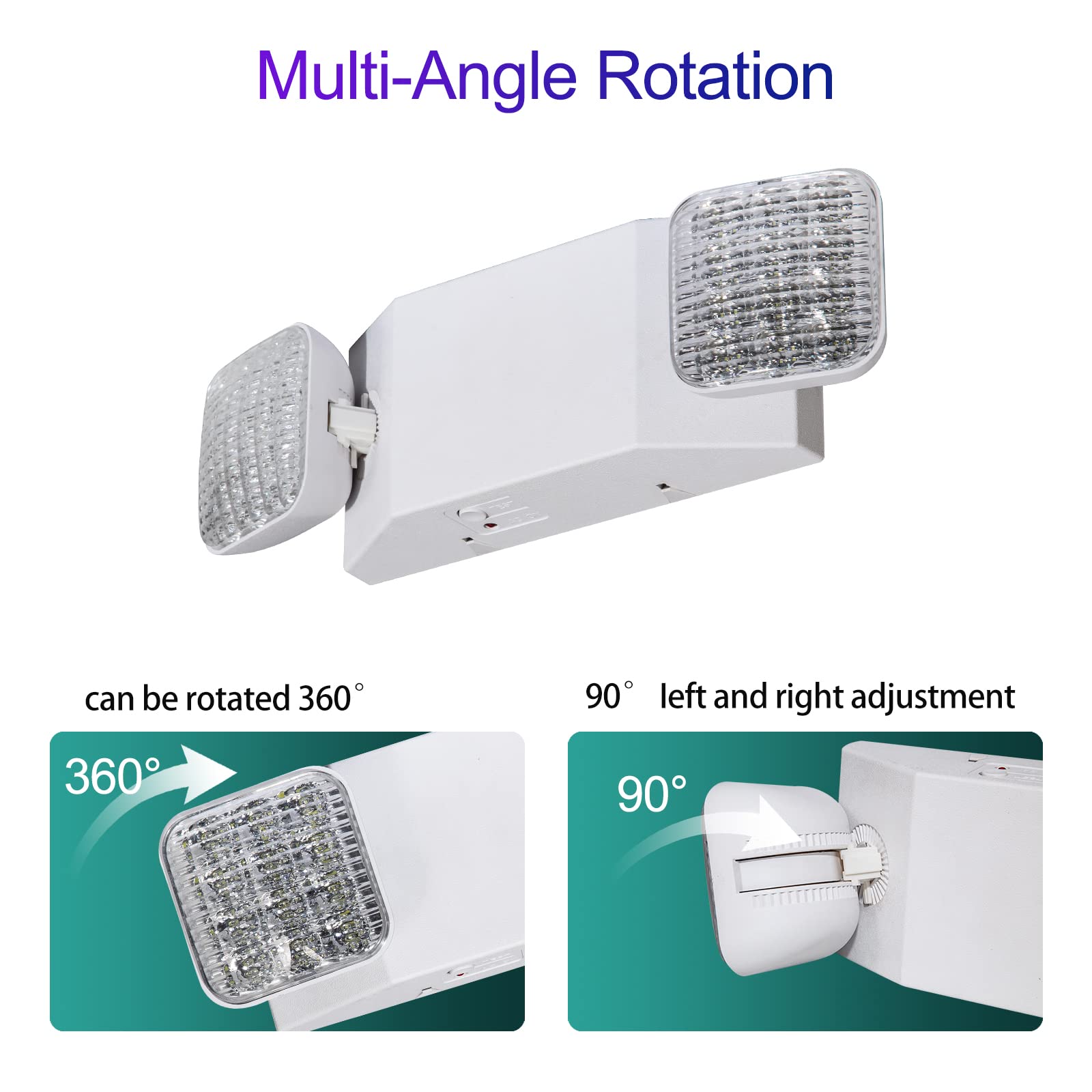 GZRUIYANG Emergency Lights with Battery Backup, LED Commercial Emergency Lighting Fixtures Two Head Adjustable, UL 924 Certified, Hardwired Emergency Exit Light for Business - 1 Pack(White)