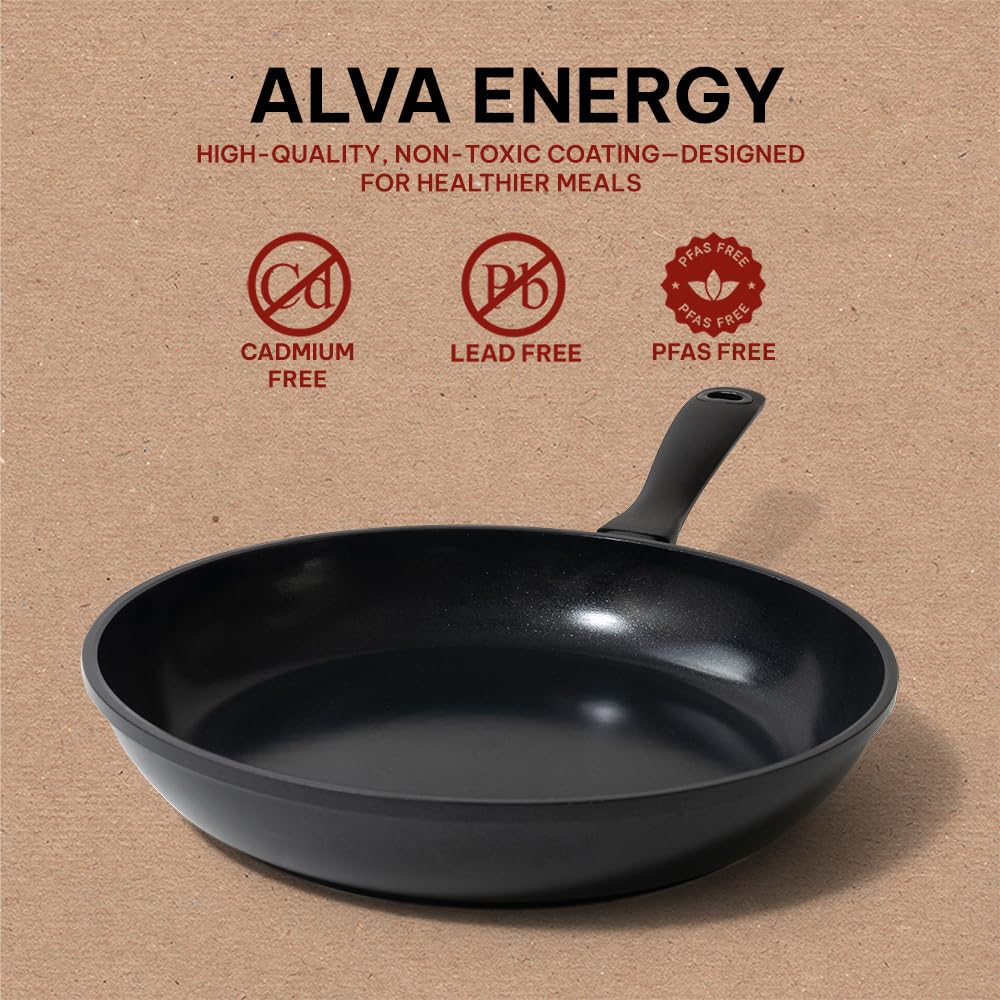 Alva Energy Nonstick Frying Pan Skillet Non Toxic Cast Aluminum Cookware Omelette Pan 8" PFAS, PFOA & PFTE Free, for Cooking Pan Set, Induction Safe, Add to Your Pots and Pans Set Cookware