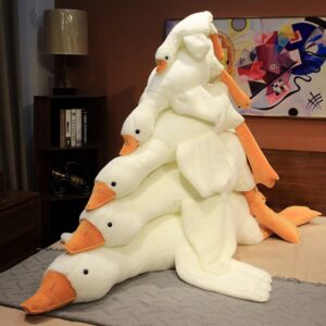 Bacmaze Goose Stuffed Animal Plush Pillow Big Duck Plushies Doll Cute Toy Goose Plush Xmas Gifts 20'' (19.7 inch, White Goose)