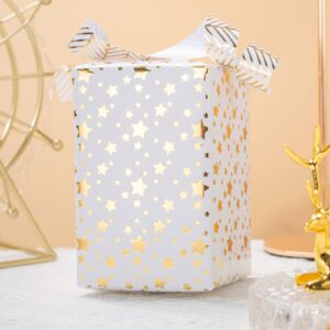 Homeral Christmas Wrapping Paper Roll - White and Gold Foil Polka Dot, Star, Wave Luxury Metallic Shine Gift Wrap Paper for Christmas, Birthday, Wedding - 3 Rolls - 17 x 120 Inch Per Roll