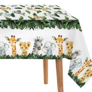 Yuzioey 6 Pack Jungle Safari Tablecloths Wild Animals Table Cover, Safari Baby Shower Decorations, 108" x 54" Wild One Birthday Party Supplies