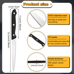 Lasnten 100 Pcs 8.78 Inches Stainless Steel Steak Knives Set Pointed Tip Steak Knives Plastic Handle Kitchen Steak Knife for Restaurant Tableware Camping Wedding Party, Black