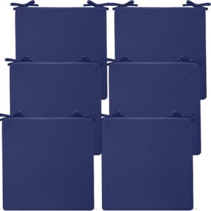 preboun 6 pack outdoor chair cushions, 19" x 19" x 3" patio chair cushion waterproof outdoor seat cushions with ties replacement chair pad for patio furniture garden sofa couch chair pads, navy blue