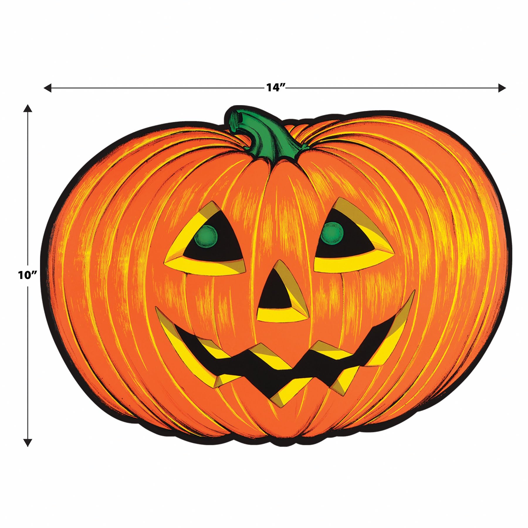 Beistle 6 Piece Paper Jack-O-Lantern Cut Outs Halloween Party Decorations, Fall Décor, Made in USA Since 1900, 10" x 14", Orange/Yellow/Green