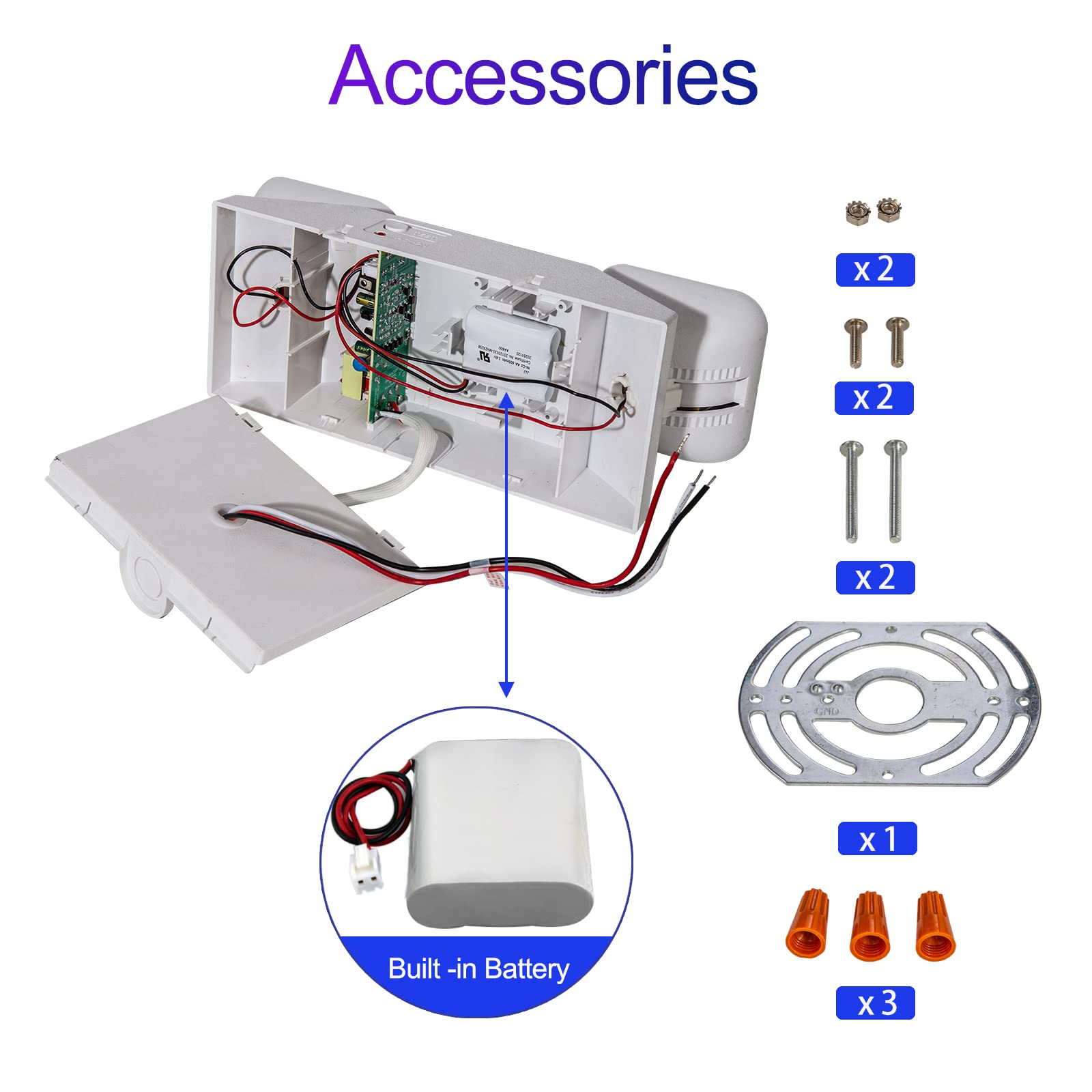 GZRUIYANG Emergency Lights with Battery Backup, LED Commercial Emergency Lighting Fixtures Two Head Adjustable, UL 924 Certified, Hardwired Emergency Exit Light for Business - 1 Pack(White)