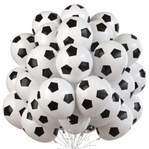 35 pcs soccer ball balloons, black white soccer birthday latex balloons for boys, soccer party decorations supplies for kids children football lover sport theme birthday baby shower party decor