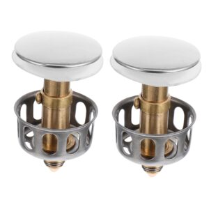 housoutil 2pcs drain filter bathtub drain stopper sink strainer bathtub drain plug clogged bathroom sink stopper no overflow sink stopper drain hair catcher basin stainless steel combination