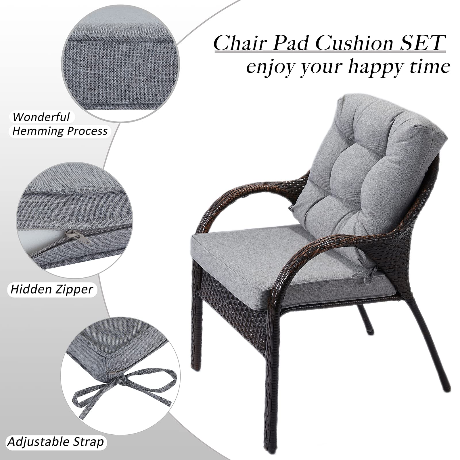 JMGBird Seat/Back Outdoor Chair Cushion Tufted Pillow, Deep Seat Cushion Set 22"x22", Outdoor Cushion for Patio Furniture