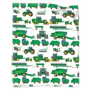 green tractor blanket gifts for tractor lover 60 x 50 inch for teen,excavators green fannel fleece throw blanket super soft throws blanket for bed couch sofa