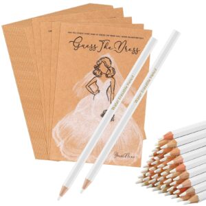 fulmoon 50 packs guess the dress bridal shower games for guests include wedding shower games cards and water soluble pencils fun wedding decorations party supplies games ideas(brown)