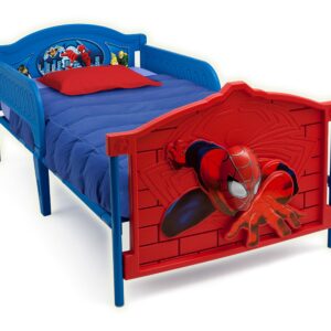 Delta Children Plastic 3D-Footboard Twin Bed, Marvel Spider-Man Snooze 6 inch Memory Foam Twin Mattress (Bundle)