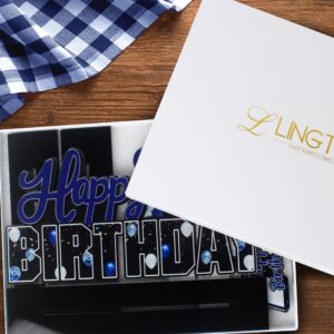 LINGTEER Happy 14th Birthday Blue Acrylic Table Topper Centerpieces Set - Cheers to Fourteen Years Old Birthday 14th Bday Party Gift Decorations.