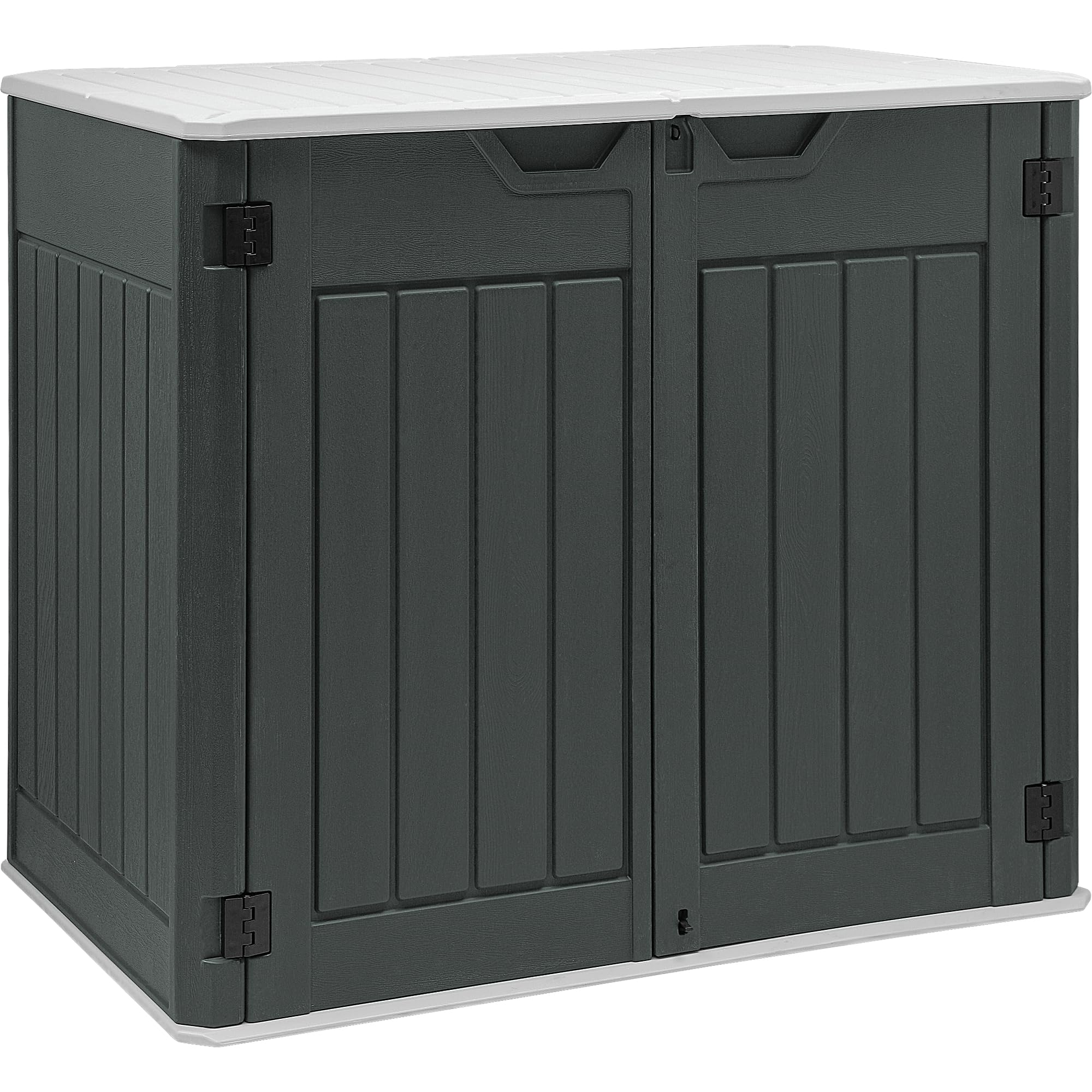 YITAHOME Outdoor Horizontal Storage Sheds w/o Shelf, Weather Resistant Resin Tool Shed, Multi-Open Door for Storage of Bikes, Trash Cans, Garden Tools, 39 cu ft, Waterproof, Lockable, Dark Gray