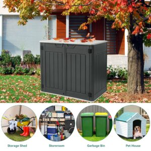 YITAHOME Outdoor Horizontal Storage Sheds w/o Shelf, Weather Resistant Resin Tool Shed, Multi-Open Door for Storage of Bikes, Trash Cans, Garden Tools, 39 cu ft, Waterproof, Lockable, Dark Gray