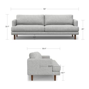 SIMPLIHOME Livingston Mid-Century Modern 90 Inch Wide Sofa in Mist Grey Woven-Blend Fabric, For the Living Room and Family Room