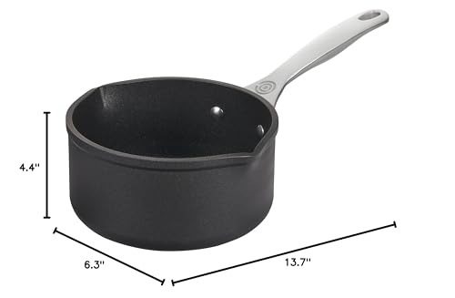 Le Creuset Toughened Nonstick Pro Open Saucepan with Double Pour Spouts, 1.7 qt.