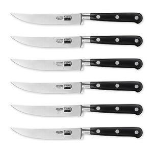 cooks standard steak knives set 6-piece, high carbon stainless steel classic sharp kitchen steak knife, ergonomic handle,black