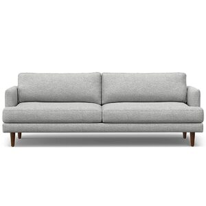 simplihome livingston mid-century modern 90 inch wide sofa in mist grey woven-blend fabric, for the living room and family room