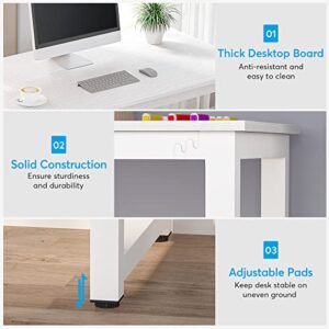 LITTLE TREE 78 Inch 2 Person Desk with Storage, Long Desk for 2 People, Extra Large Double Gaming Desk, White Two Computer Workstation Desk for Home Office