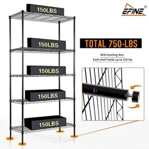 Catalina Creations 5-Shelf Shelving Unit with Shelf Liners Adjustable Storage Shelf Metal Storage Rack Wire Shelving Unit 750Lbs Capacity for Kitchen and Garage (30W x 14D x 60H)