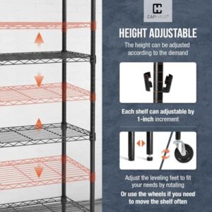 CAPHAUS NSF Commercial Grade Heavy Duty Wire Shelving w/Wheels, Leveling Feet & Liners, Storage Metal Shelf, Garage Shelving Storage, Utility Wire Rack Storage Shelves, 36 x 18 x 76 4-Tier No Liner