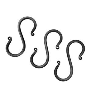 Living Ideas S Hook Hand Forged Metal S Hook Set of 3 Pcs Wrought Iron Handmade S Hook Heavy Duty 3.50 Inches S Hook for Hanging Plants, Pots, Coffee Mugs, Curtain Use Kitchen Utensil Hanging Hooks