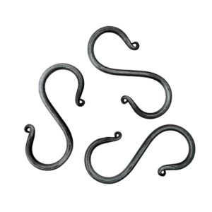 living ideas s hook hand forged metal s hook set of 3 pcs wrought iron handmade s hook heavy duty 3.50 inches s hook for hanging plants, pots, coffee mugs, curtain use kitchen utensil hanging hooks