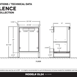 Fine Fixtures Opulence Collection 24 in. W x 18 in. D x 33 in. H Bathroom Vanity in Mint Green with White Matte Sintered Stone Sink - Black Hardware